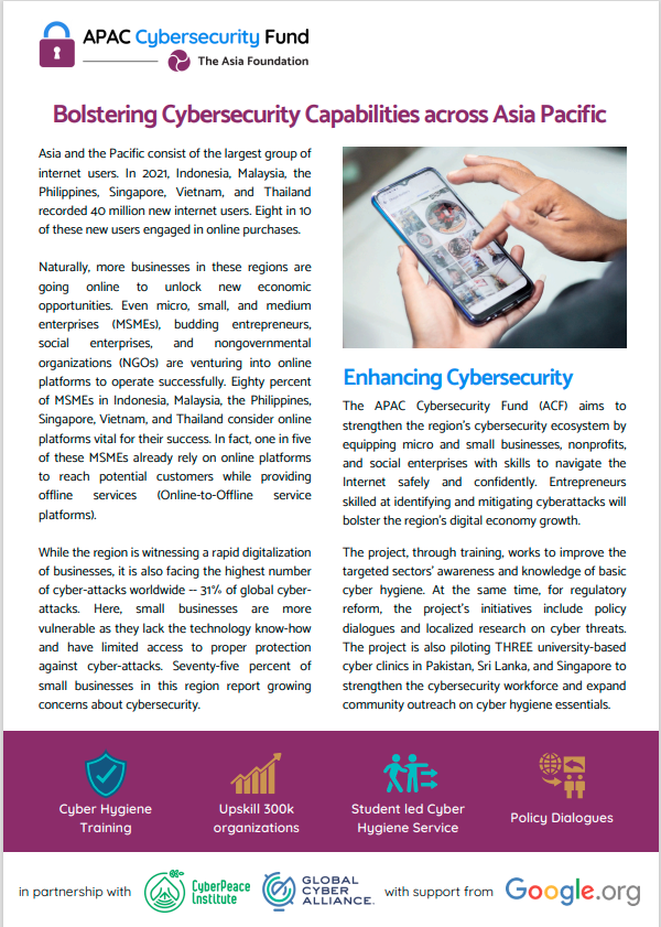 APAC Cybersecurity Fund Overview - The Asia Foundation